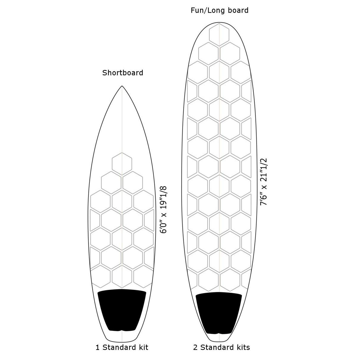 Hexagonal Clear Surf Traction Pad Semi Clear Deck Pad for Surfboard ...